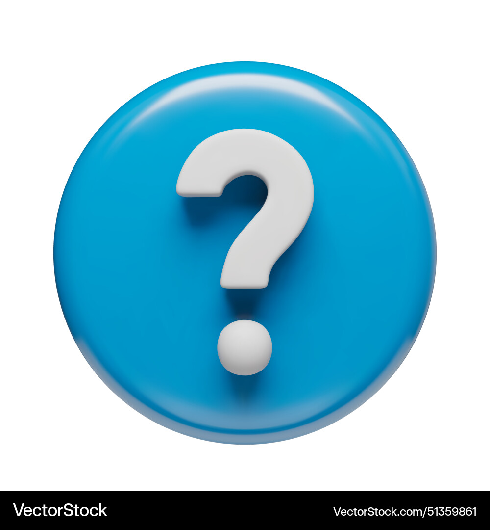 White question mark symbol in blue glossy circle Vector Image