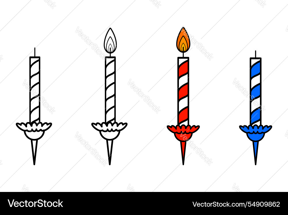 Birthday candle icon set clip art Royalty Free Vector Image