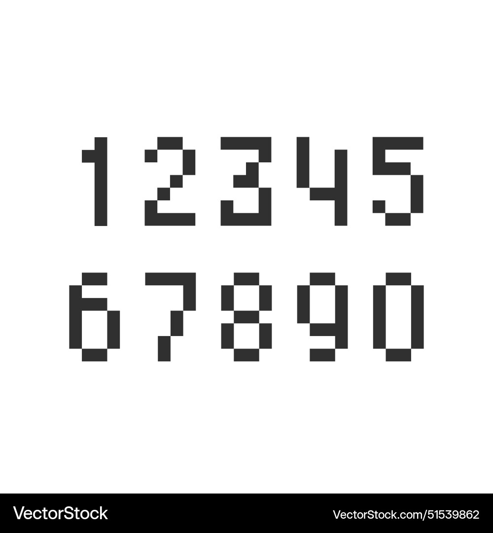 Black pixel number set Royalty Free Vector Image