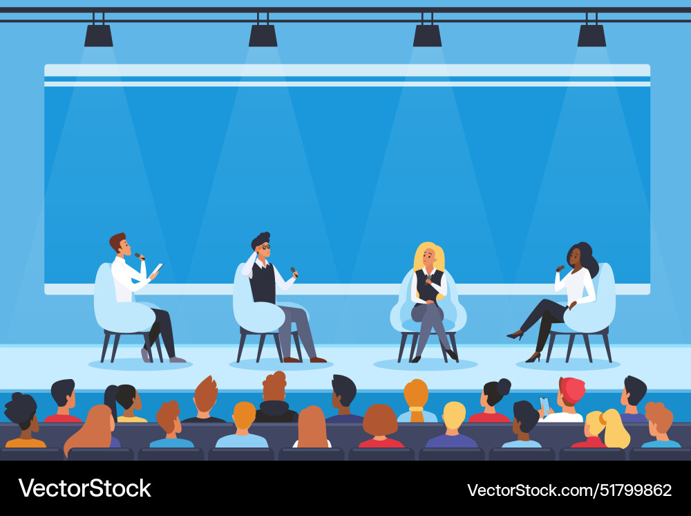 Conference Panel Discussion Royalty Free Vector Image