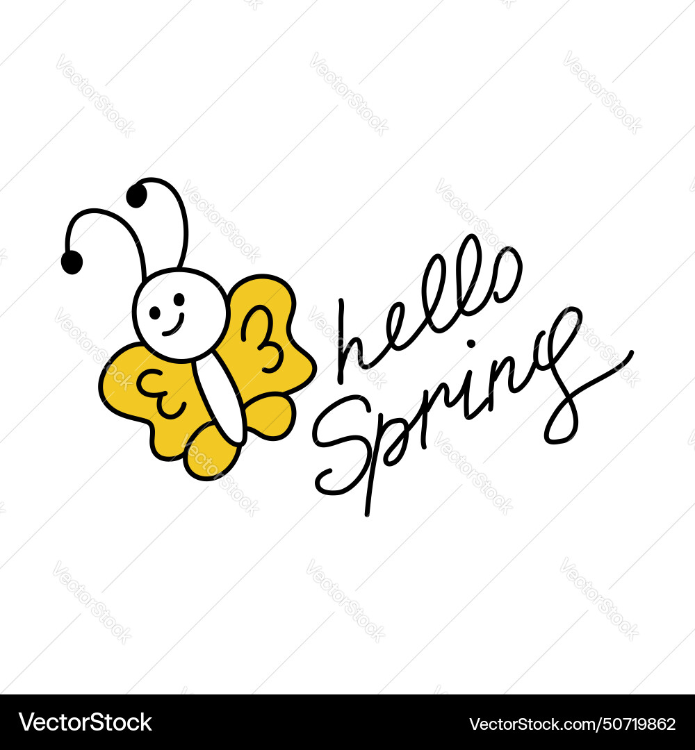 Doodle lettering with the phrase hello spring Vector Image