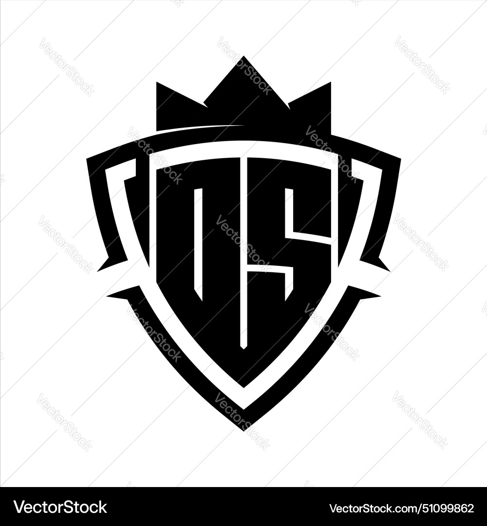 Ds letter bold monogram triangle curve shield Vector Image