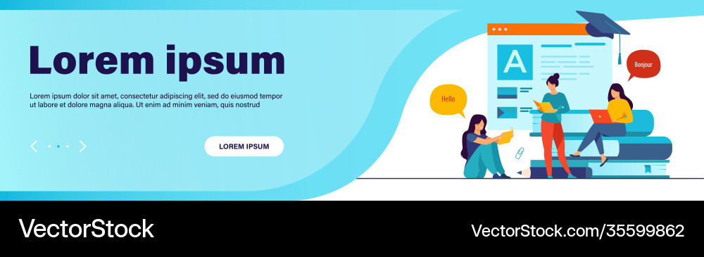 Happy women learning language online Royalty Free Vector