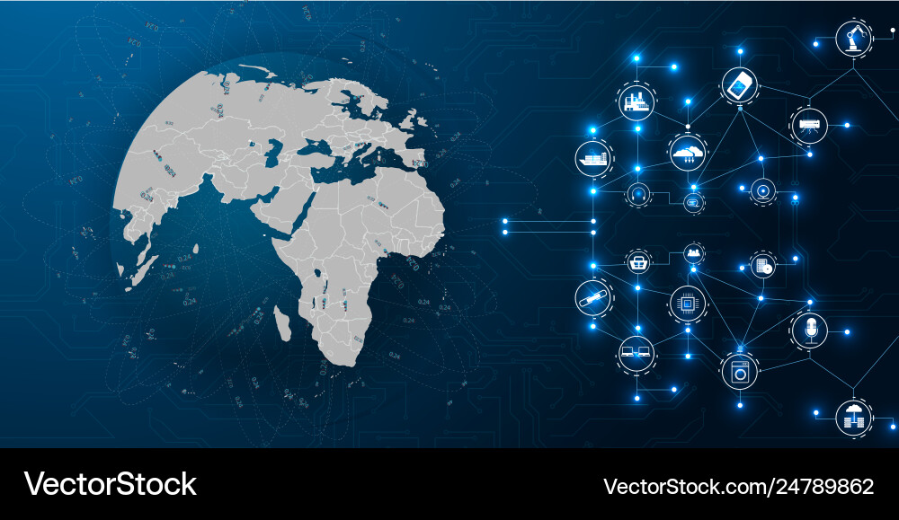 Internet things iot global network Royalty Free Vector Image