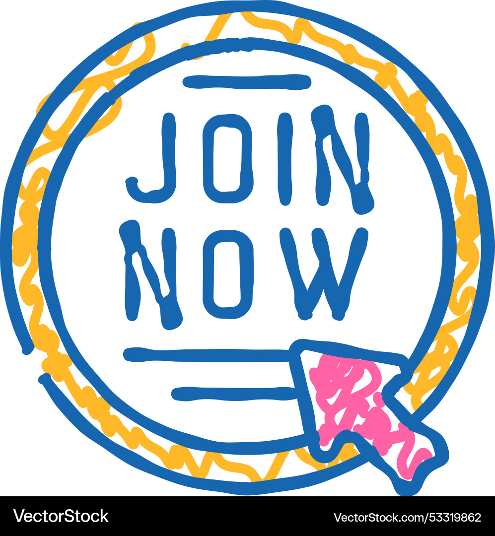 Join now registration icon doodle Royalty Free Vector Image