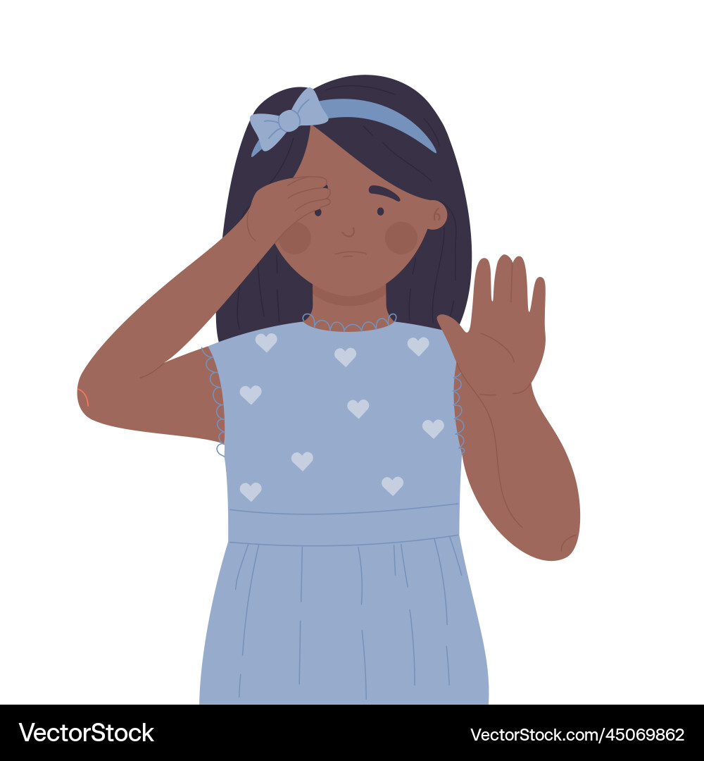Little girl with stop pose Royalty Free Vector Image