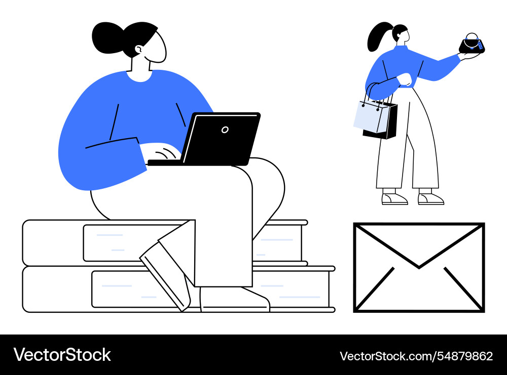 Remote work and digital communication Royalty Free Vector