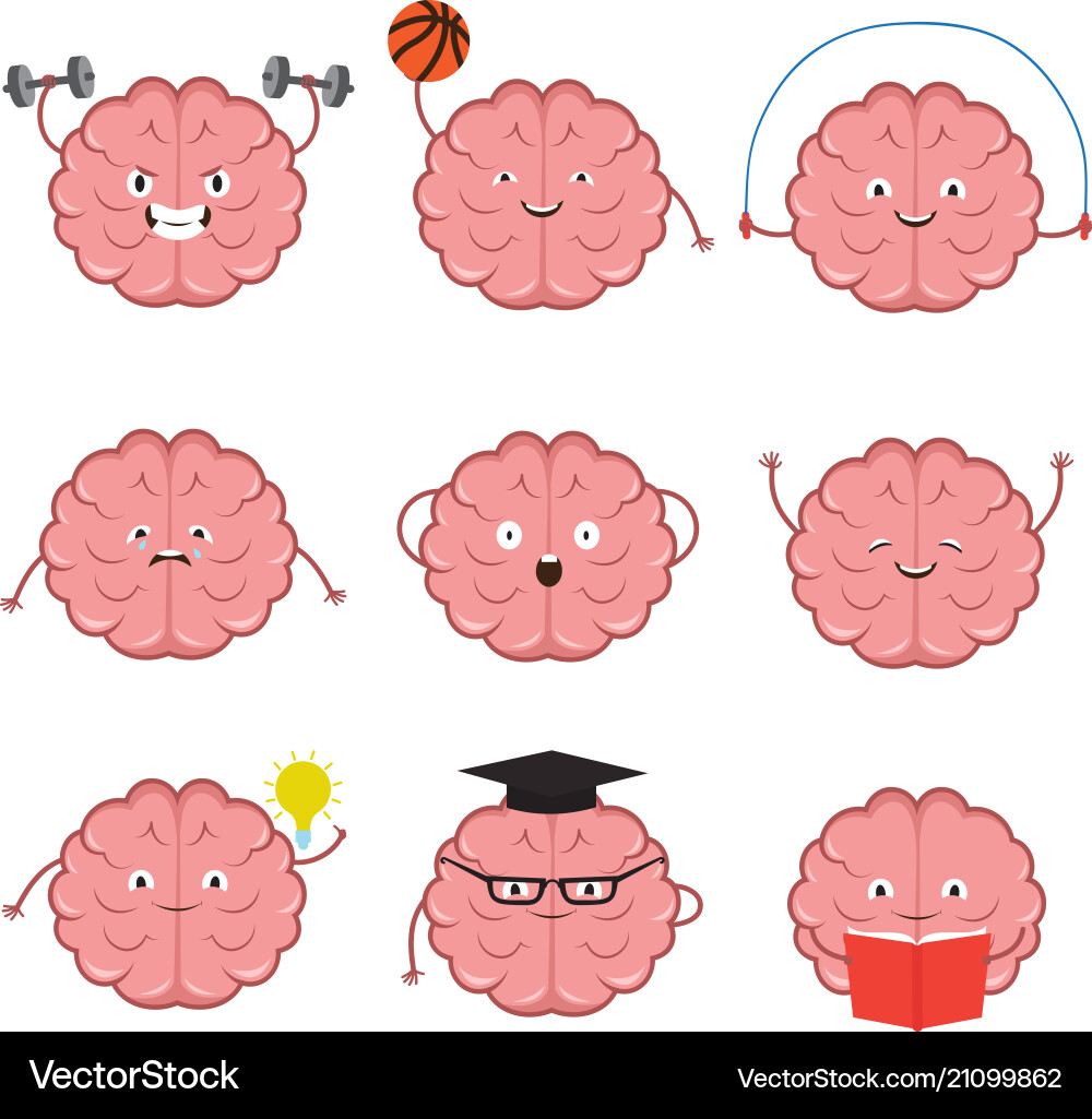 Strong healthy sports and smart brain Royalty Free Vector