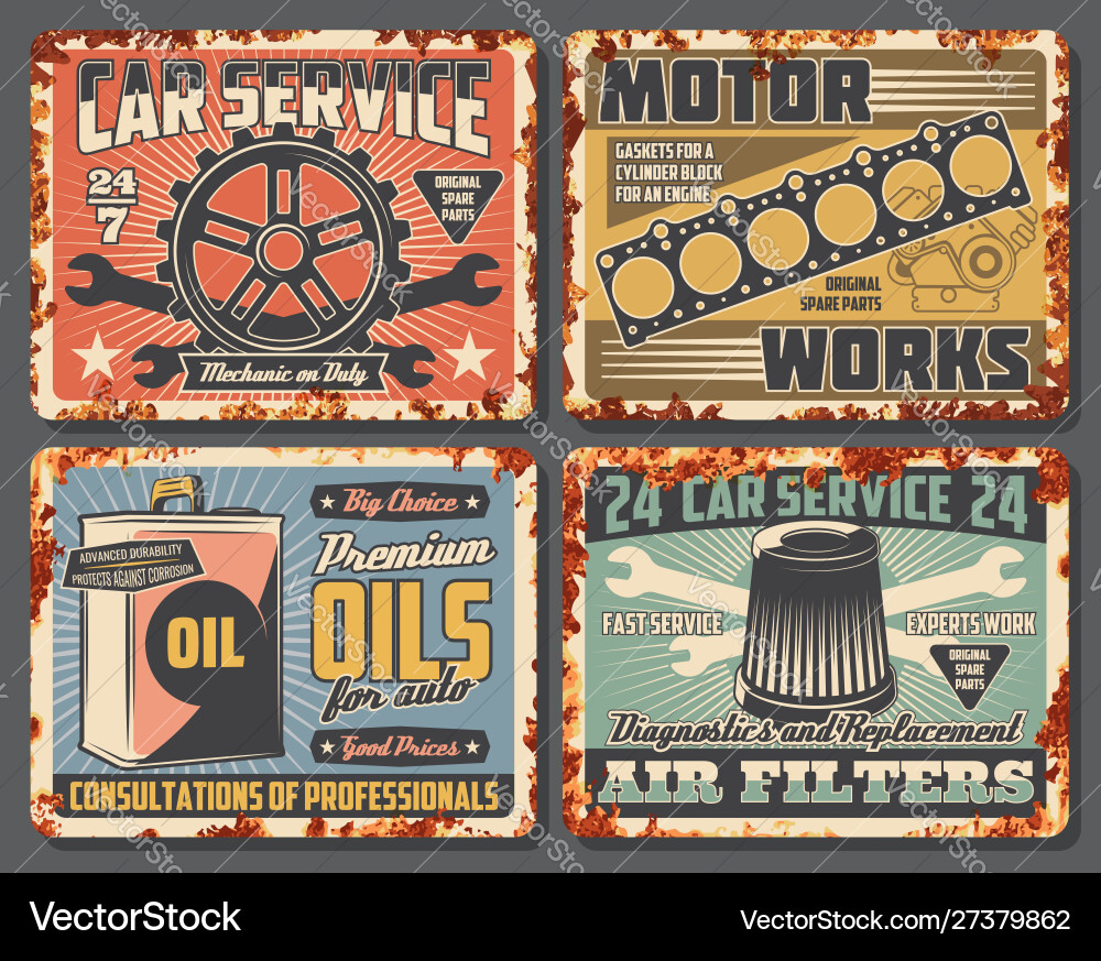 Vintage Auto Repair Signs Royalty Free Vector Image