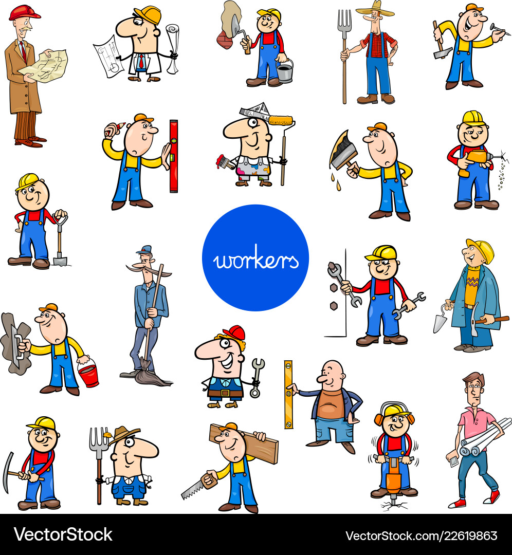 Cartoon workers characters big set Royalty Free Vector Image