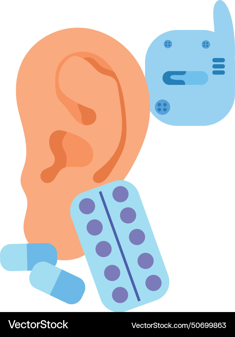 Cochlear implant with medicine Royalty Free Vector Image