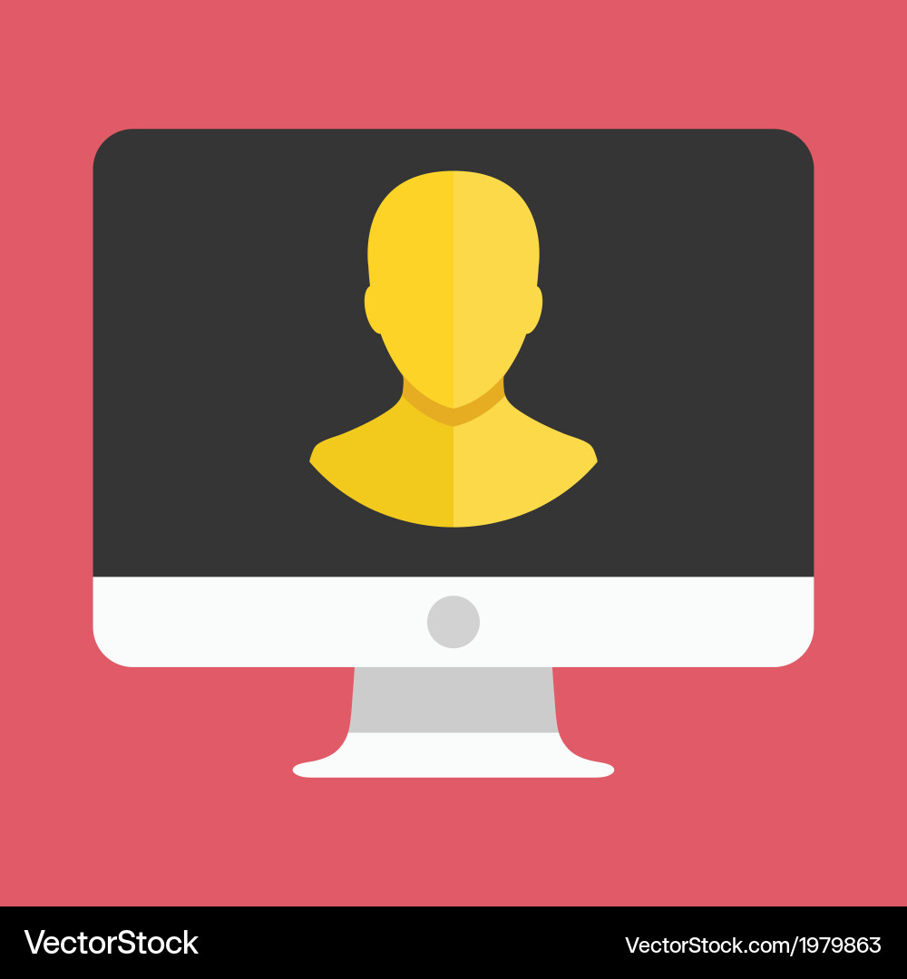 Computer display user icon Royalty Free Vector Image