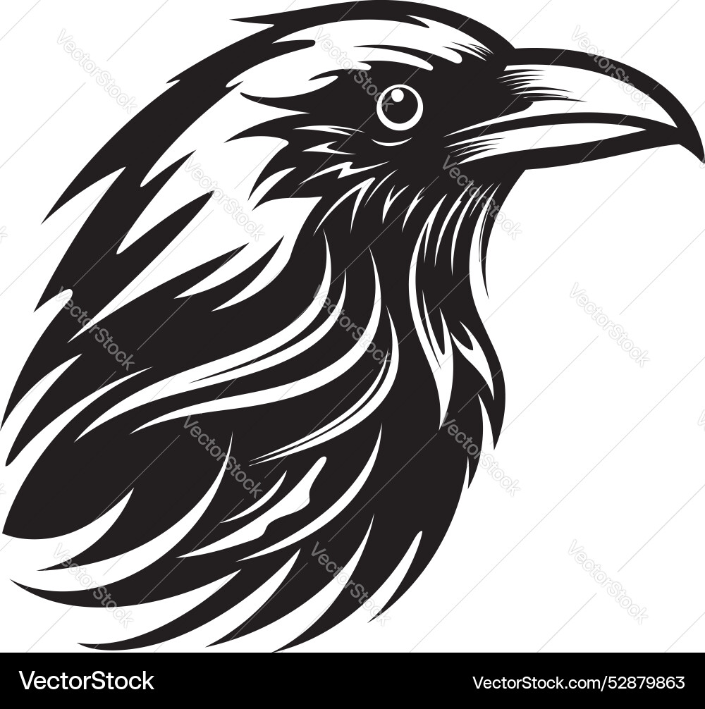 Contemporary raven logo symbol premium black Vector Image