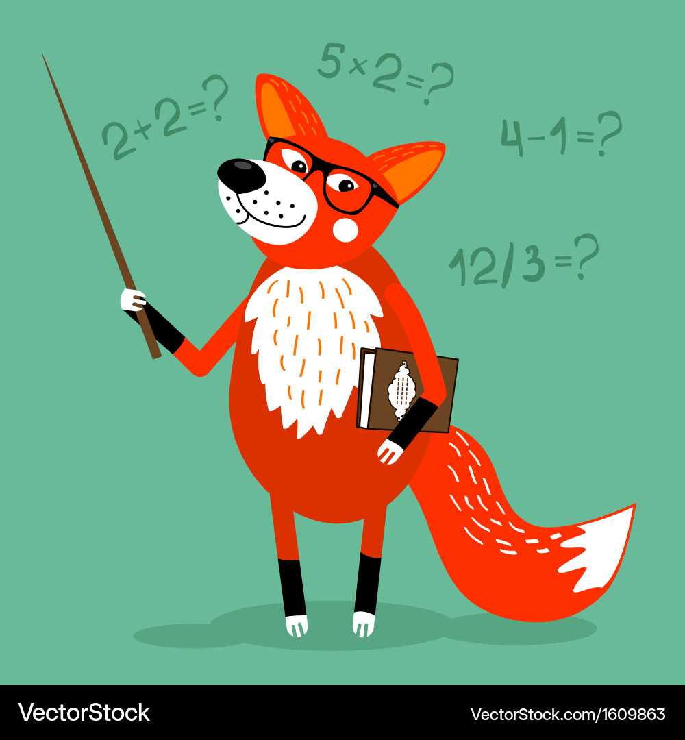 Cute Fox Teacher Cartoon Royalty Free Vector Image