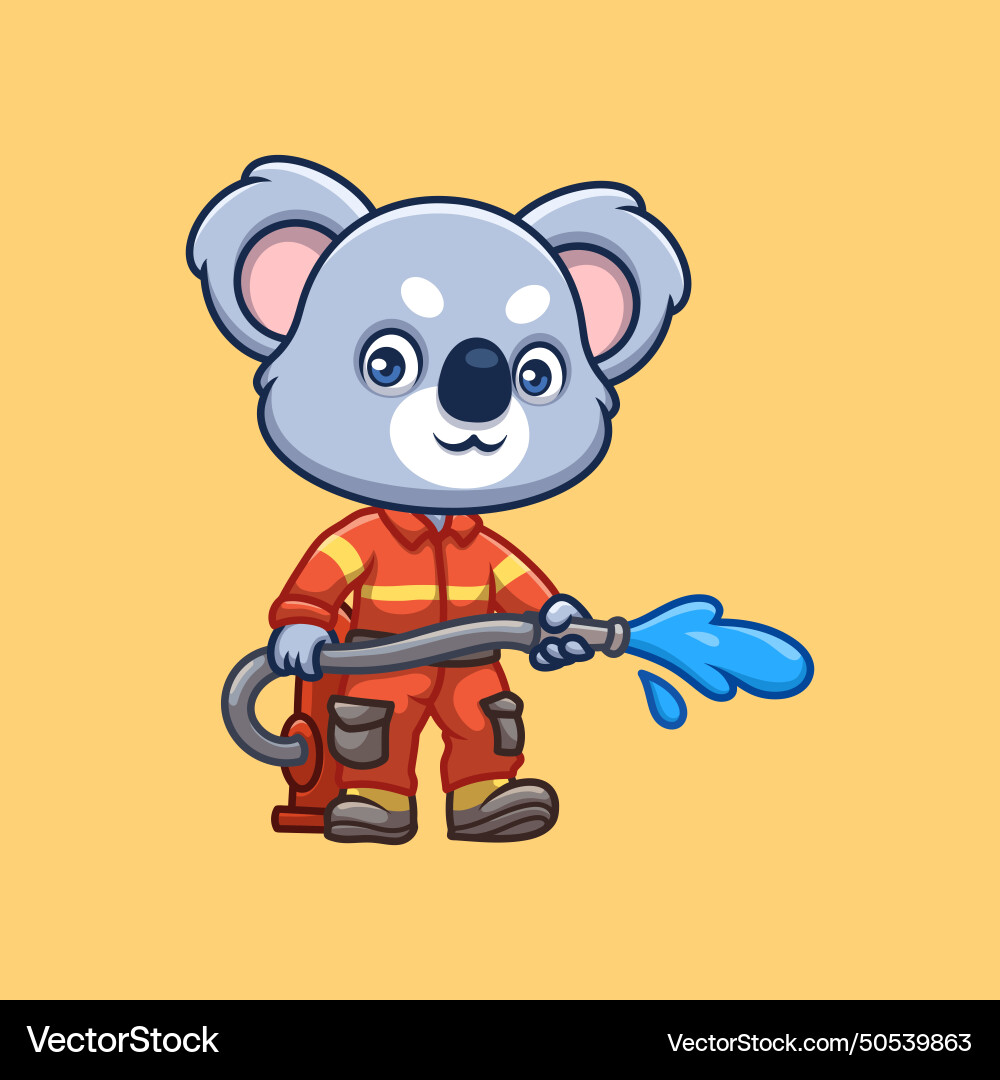 Firefighter koala cute cartoon Royalty Free Vector Image