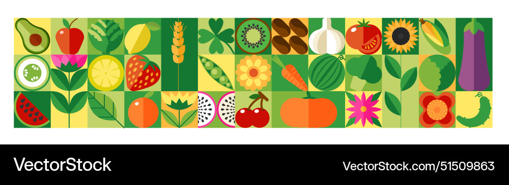 Food pattern abstract fruits and vegetables Vector Image