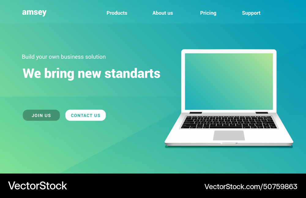Landing page laptop website web design Royalty Free Vector
