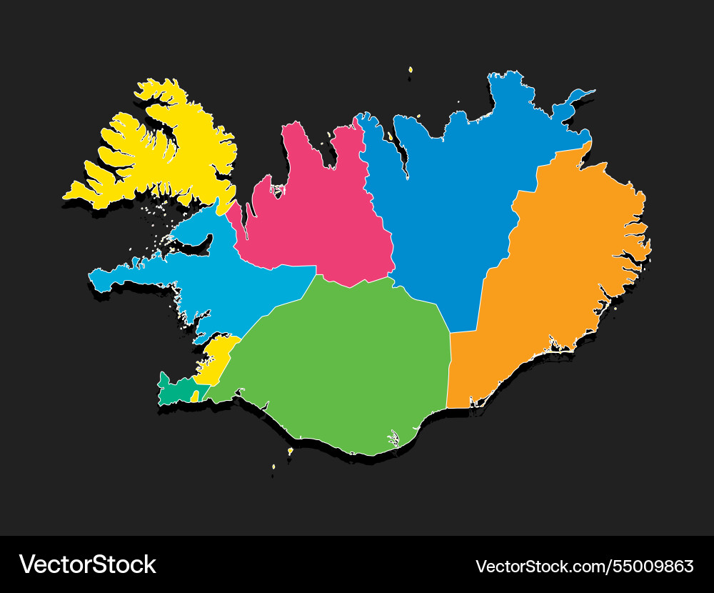 Map country iceland divided on regions Royalty Free Vector