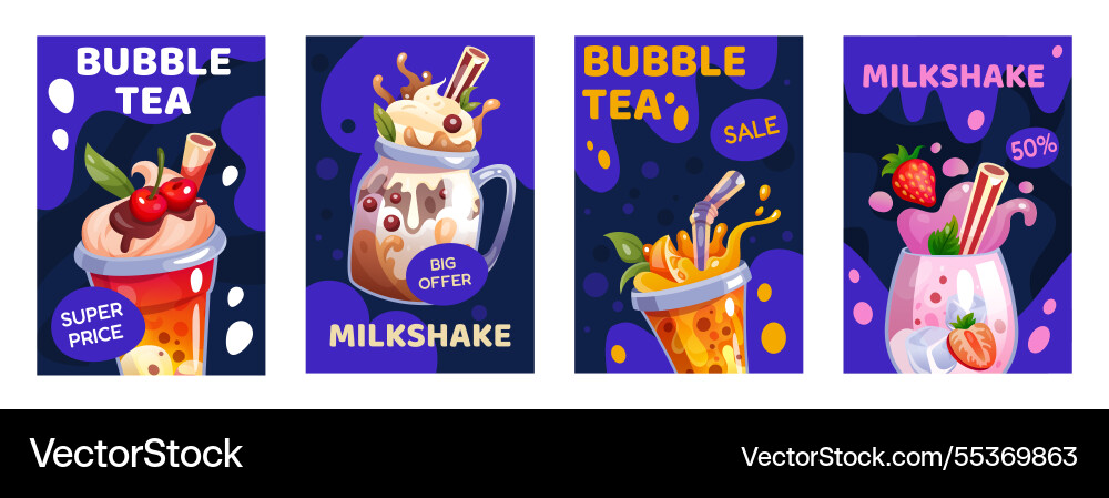 Milkshake poster ad for milk chocolate drink Vector Image