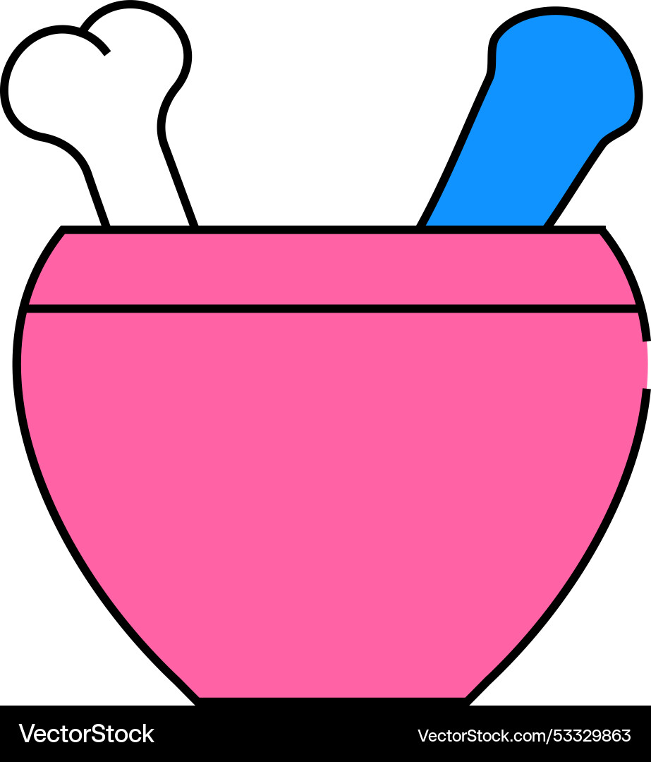 Mortar with bone icon color Royalty Free Vector Image
