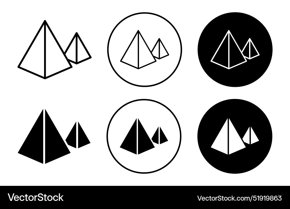 Pyramids icon collection of outline thin line Vector Image