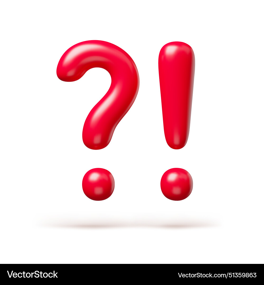 Red question and exclamation signs realistic 3d Vector Image