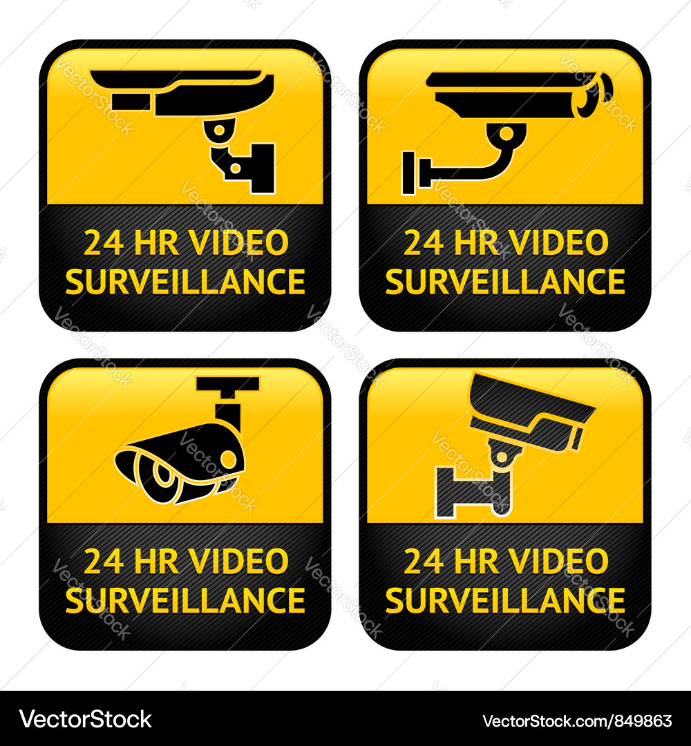 Security Camera Surveillance Signs Royalty Free Vector Image