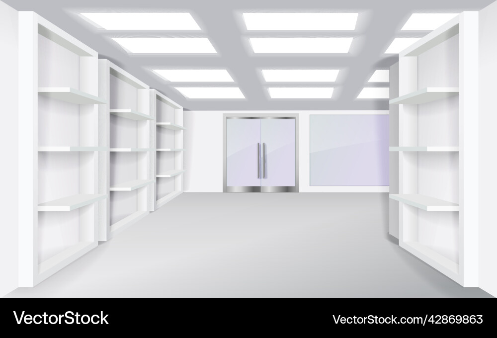Shop store interior design realistic 3d mockup Vector Image