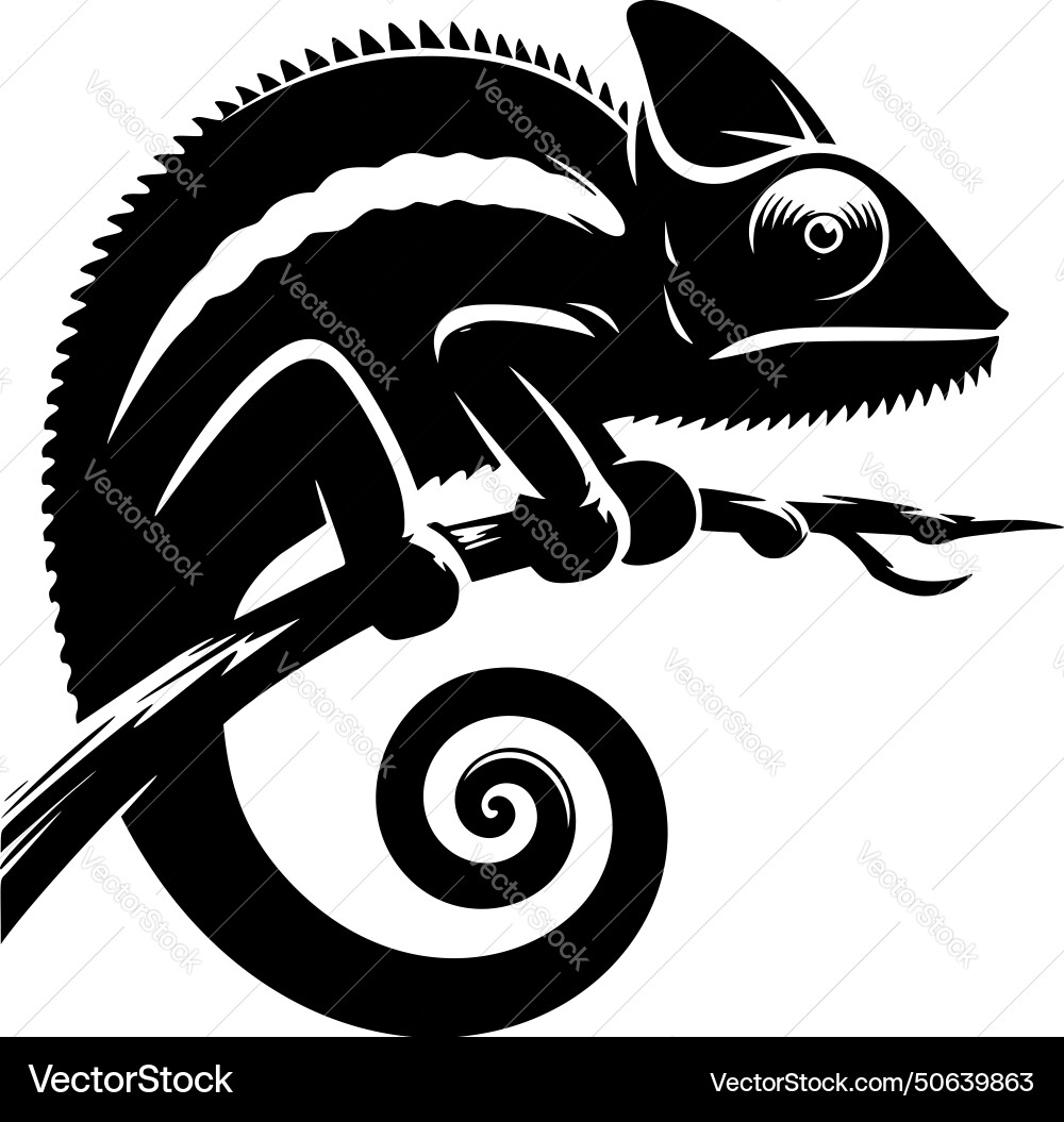 Silhouette of a chameleon Royalty Free Vector Image