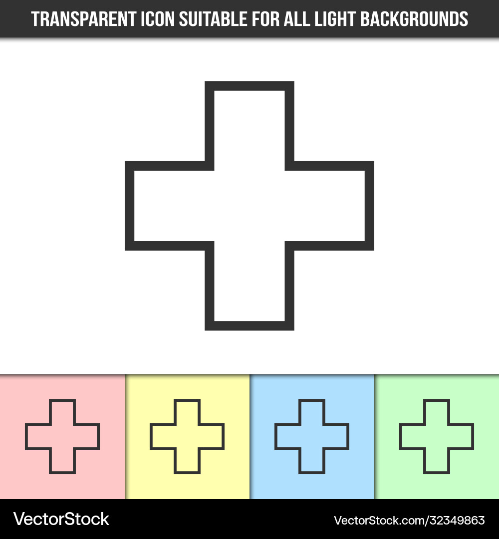 Simple outline transparent cross icon Royalty Free Vector