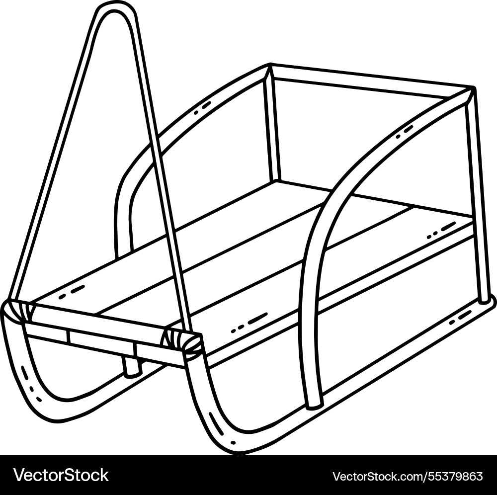 Sledge isolated coloring page for kids Royalty Free Vector