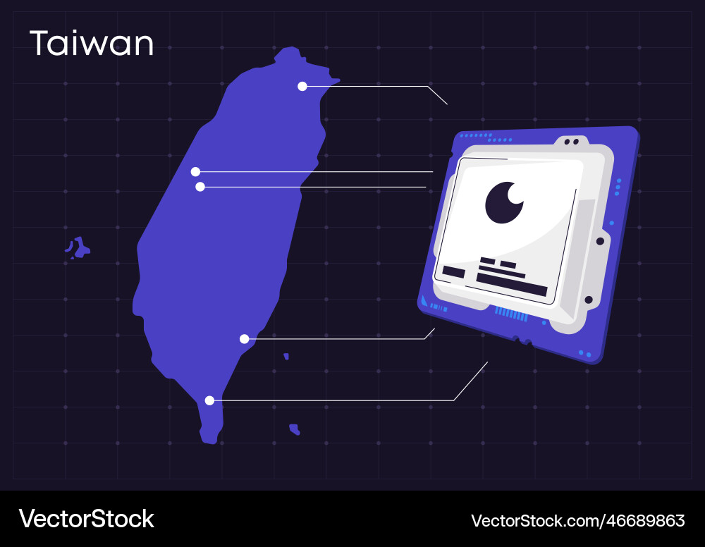 Taiwan Map with Microchip Royalty Free Vector Image