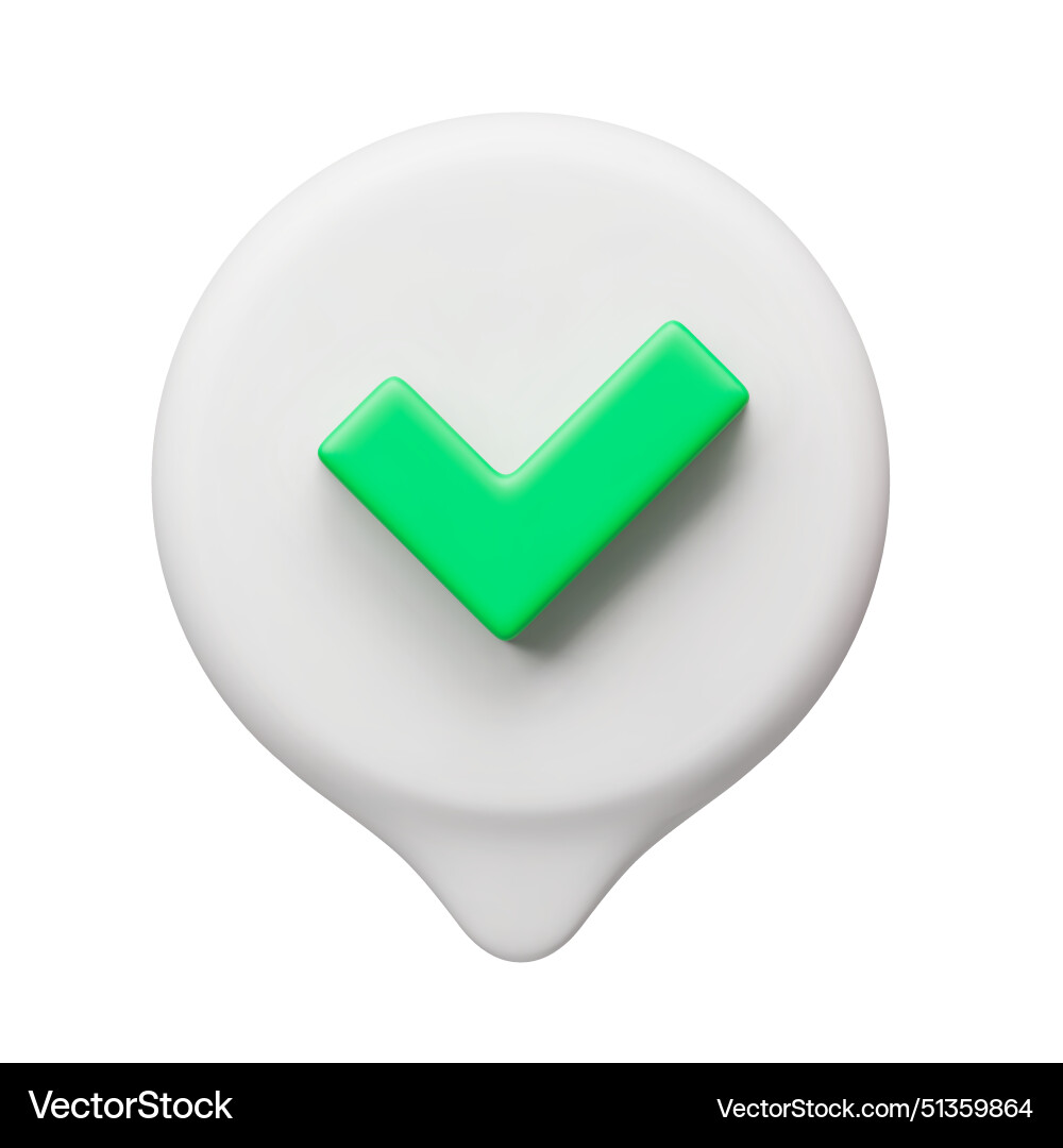 3d green tick mark symbol in chat or thinking Vector Image