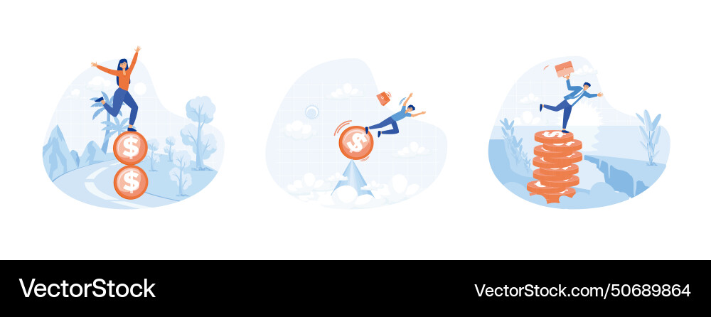 Financial instability concept businessmen suffer Vector Image Financial instability concept businessmen suffer Vector Image