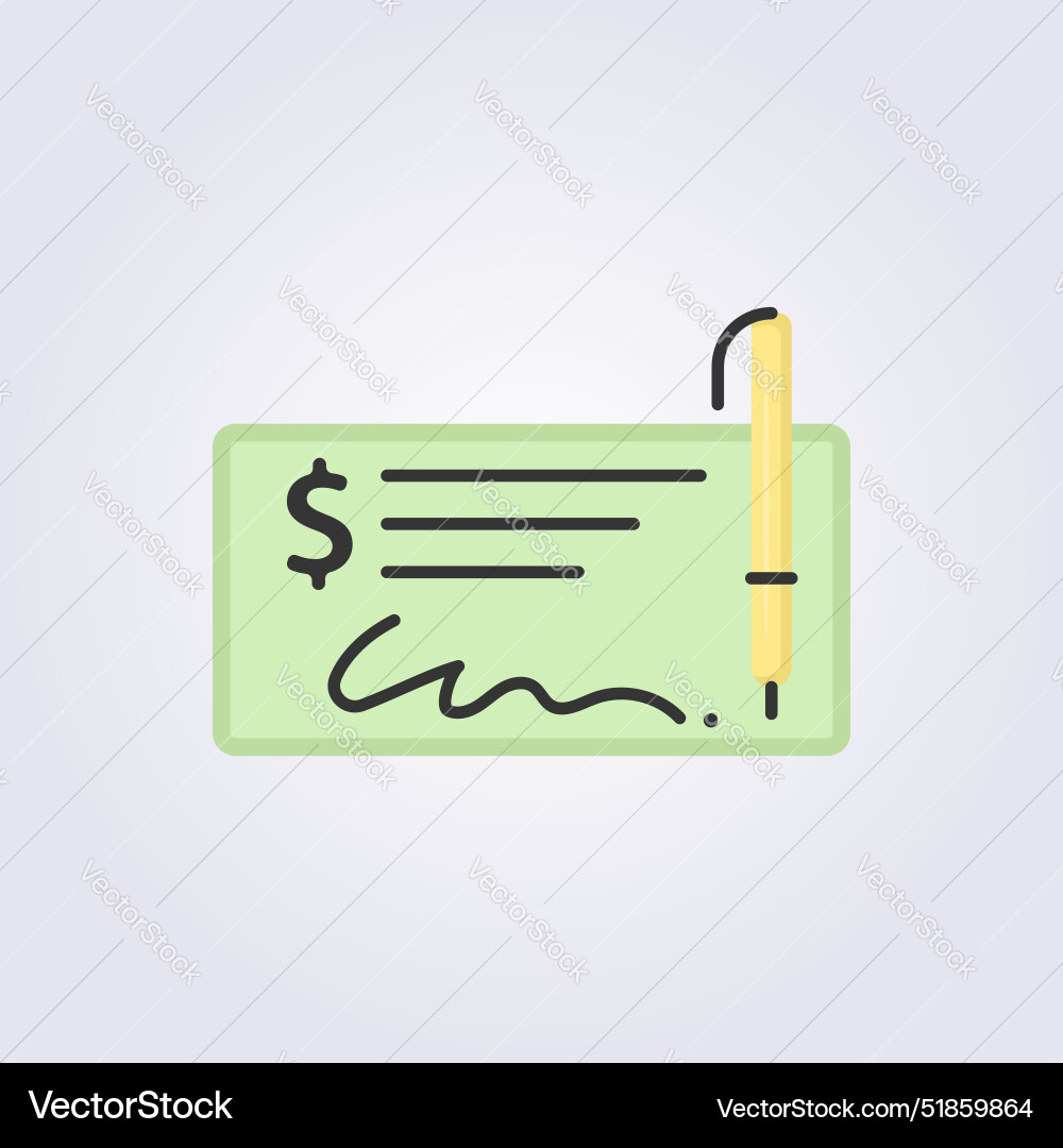 Flat paycheck banknote icon logo design Royalty Free Vector