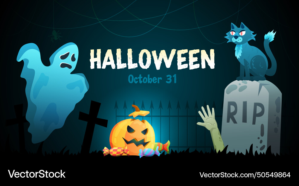 Halloween horizontal poster Royalty Free Vector Image