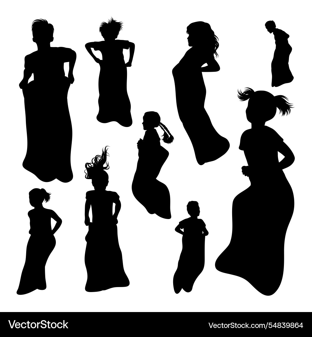 Kid potato sack race silhouettes Royalty Free Vector Image