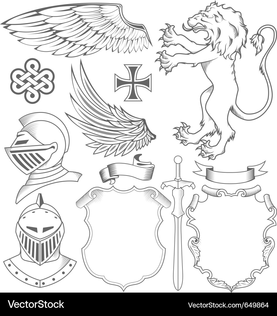 Knight Heraldic Symbols Royalty Free Vector Image