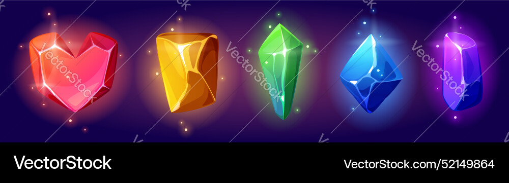 Magic gemstones set isolated on background Vector Image