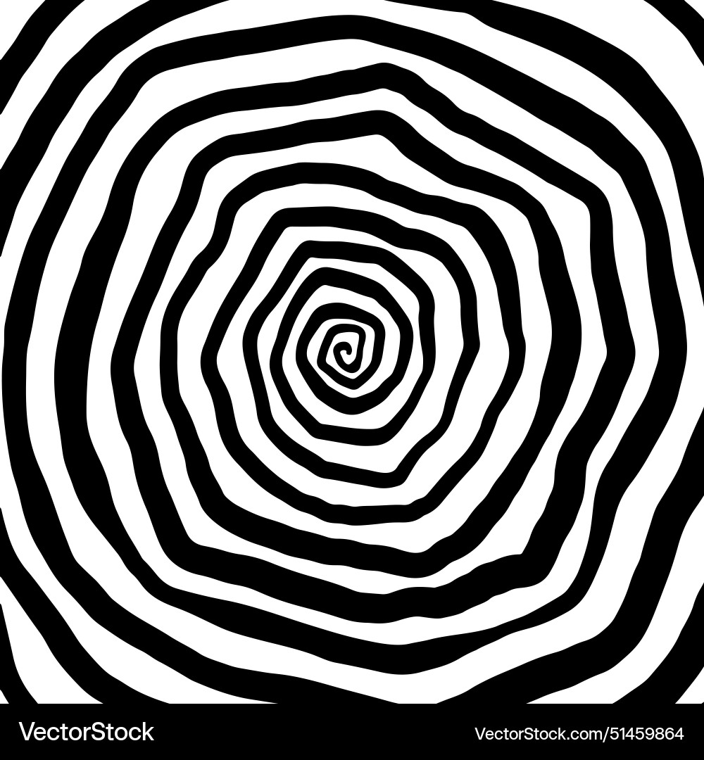 Monochrome psychedelic spiral pattern Royalty Free Vector