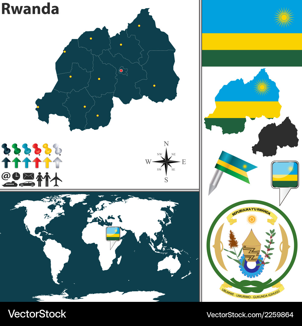 Rwanda map Royalty Free Vector Image - VectorStock