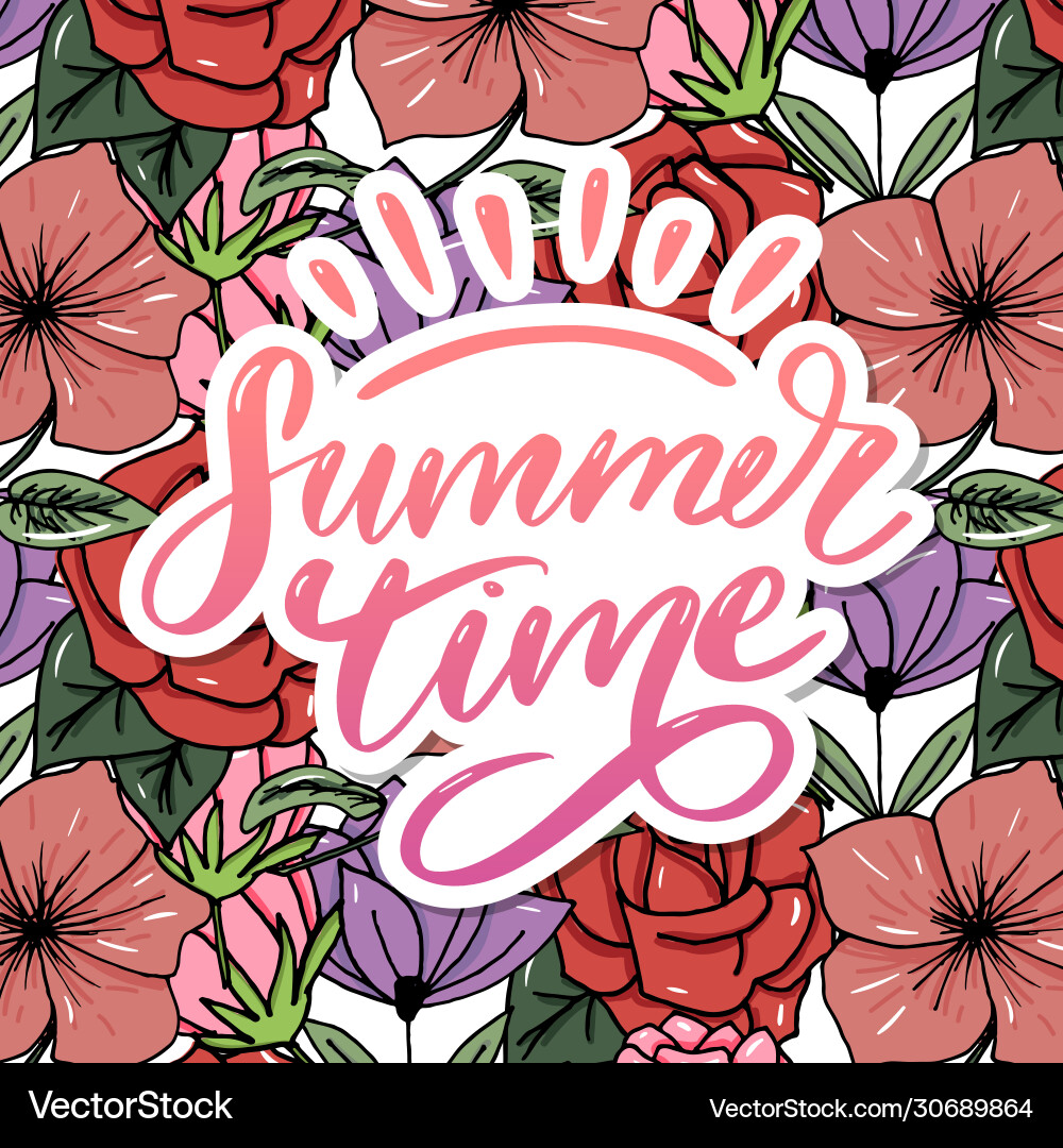 Summer time text lettering calligraphy letters Vector Image