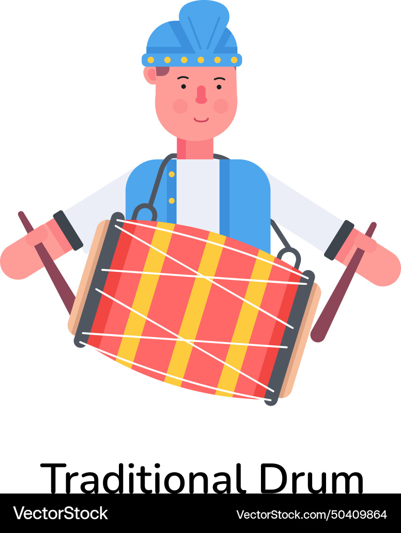 Traditional drum Royalty Free Vector Image - VectorStock
