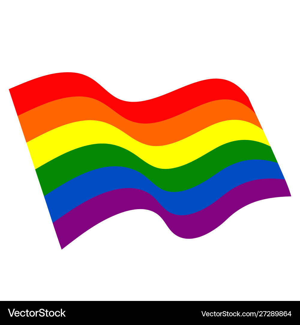 Waving rainbow flag movement lgbt flat icon Vector Image