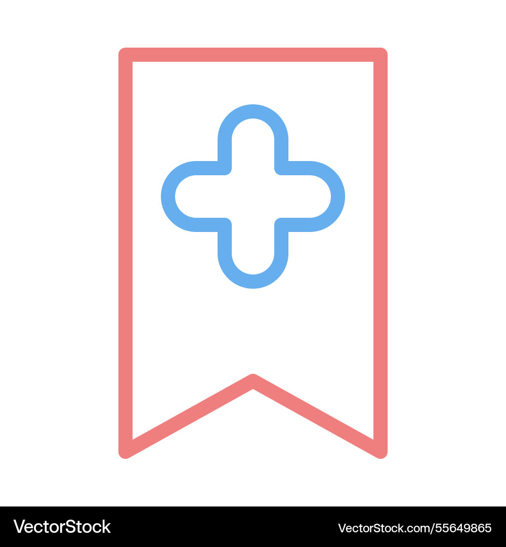Bookmark with a plus symbol medical indicator Vector Image