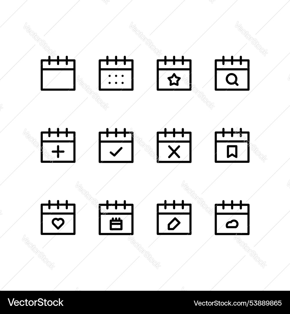 Calendar icon set date Royalty Free Vector Image