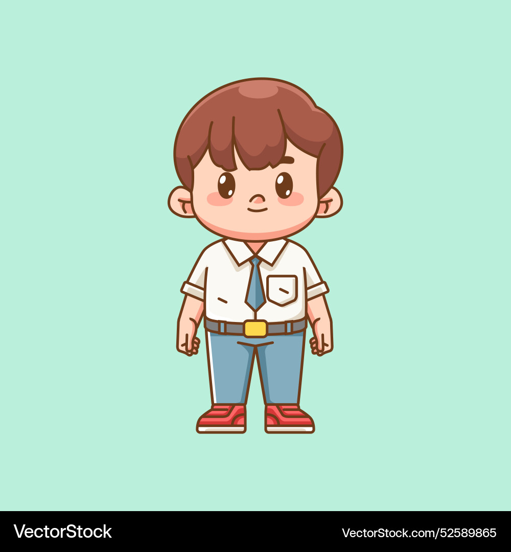 Cute boy indonesian senior high school stand Vector Image