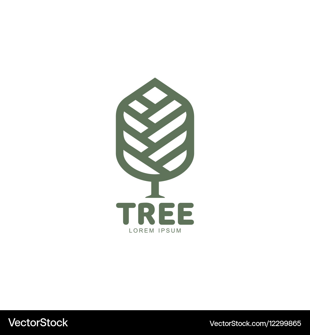 Extended graphic tree logo with stylized leaves Vector Image