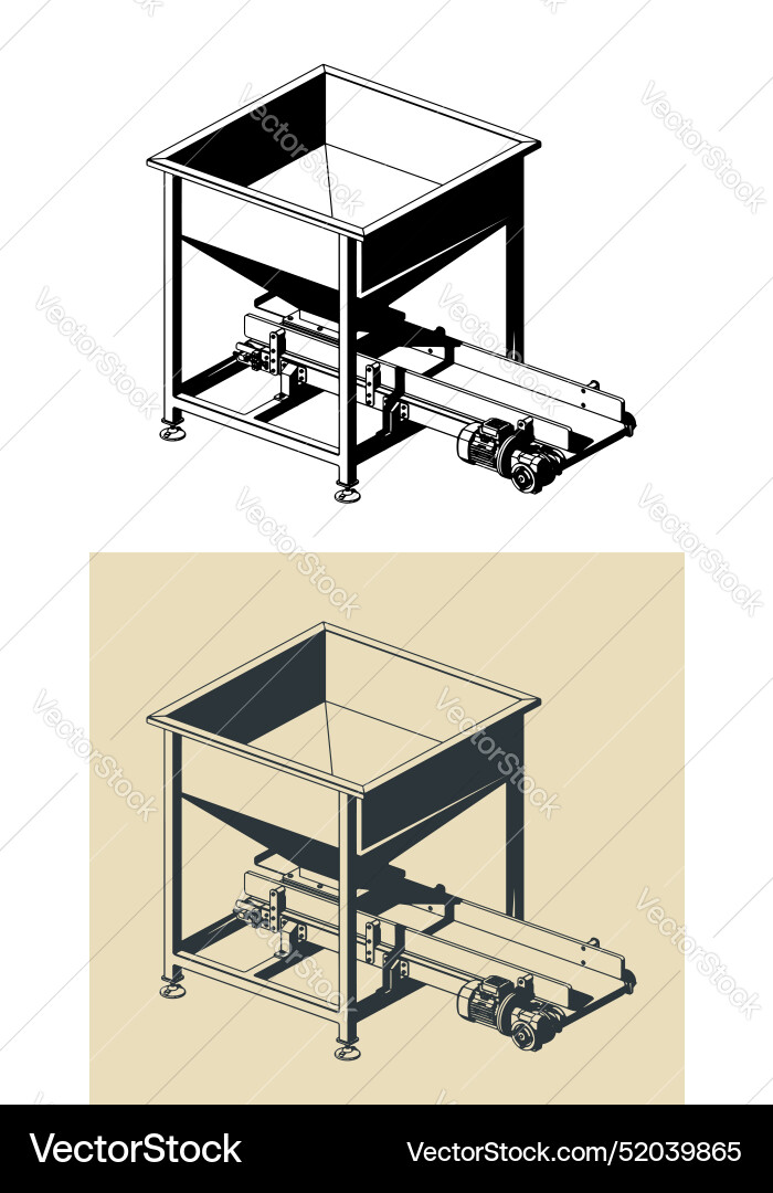 Feeding hopper with belt conveyor Royalty Free Vector Image