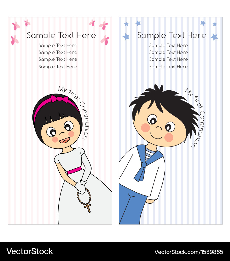 First communion invitation card Royalty Free Vector Image